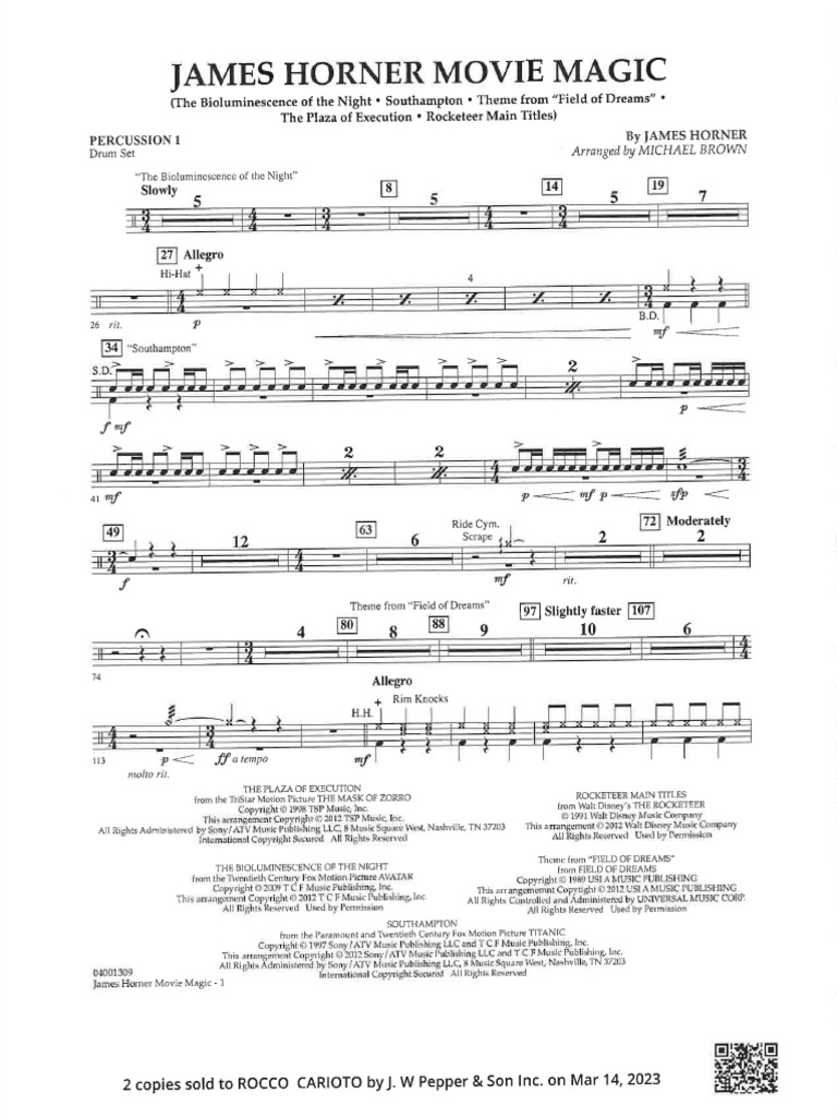 James Horner - Percussion | PDF