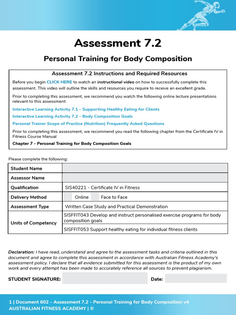 Document 602 - Assessment 7.2 - Personal Training For Body Composition v4 FINAL | PDF | Personal ...