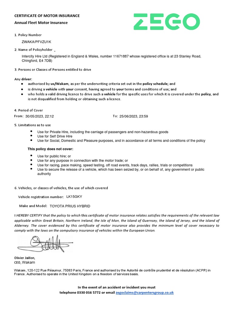 zego-policy-ZWAKA-PFVZU1K-LK15GKY | PDF | Vehicle Insurance | Insurance