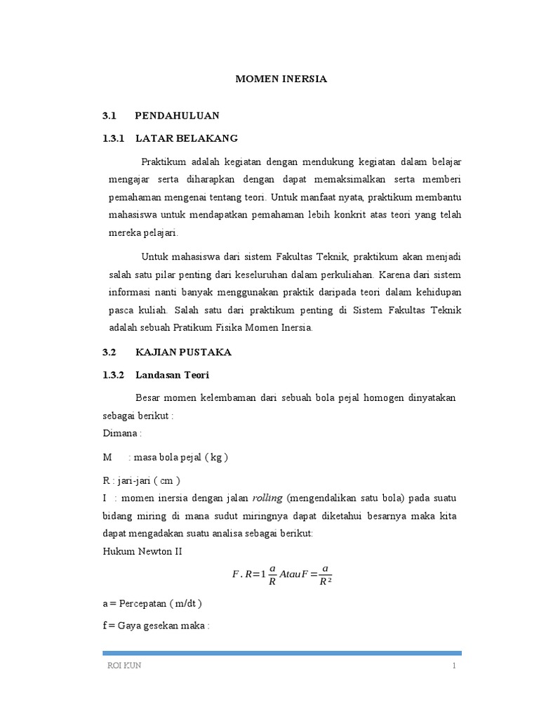Momen Inersia | PDF | Metode & Bahan Ajar