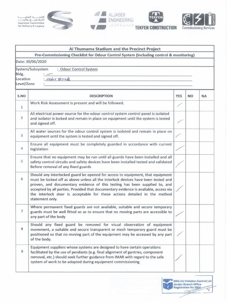 Odour Control System Testing Plan | PDF | Specification (Technical ...