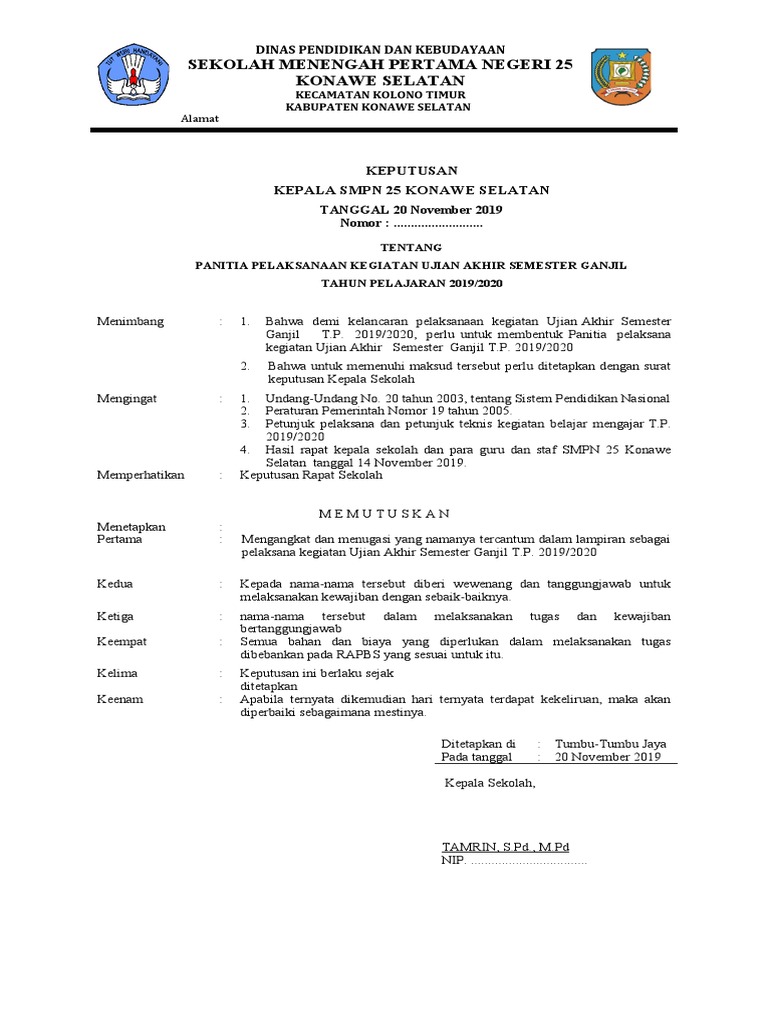 Contoh SK UAS Terbaru | PDF