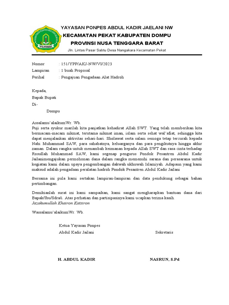 Contoh Proposal Pengajuan Pengadaan Alat | PDF | Olahraga & Rekreasi ...