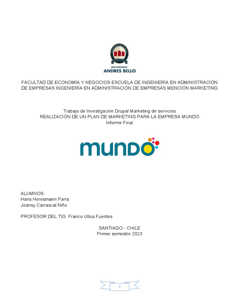 Plan De Marketing Mkt Servicios Pdf