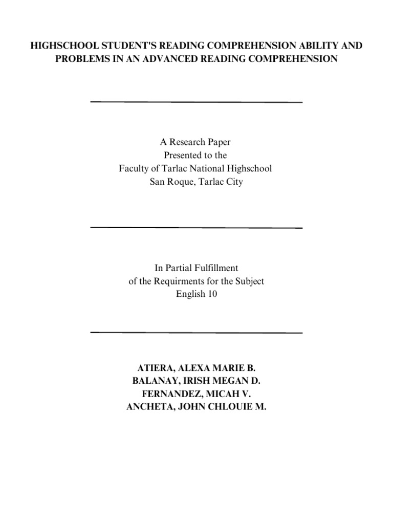 Research Paper | PDF | Reading Comprehension | Critical Thinking