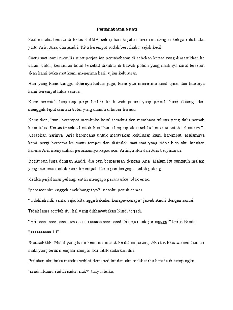 ANALISIS CERPEN Persahabatan Sejati | PDF