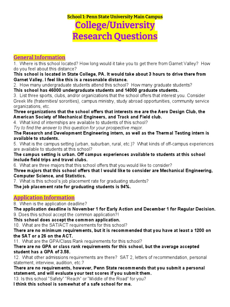 Copy of College University Search Questions | PDF