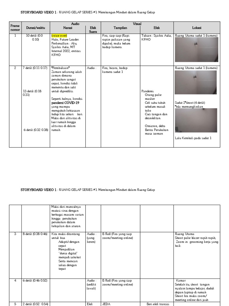 Storyboard Video 3 - Syafira Aulia | PDF