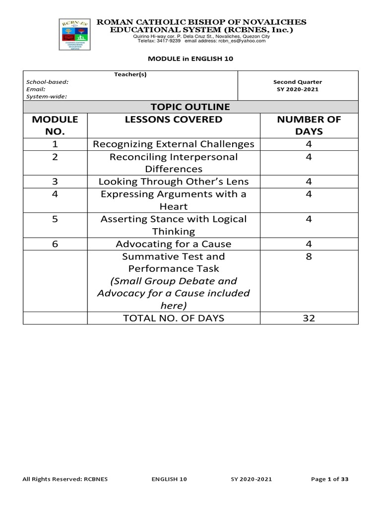 2nd Quarter English 10 Module 2020-2021 | PDF | Learning | Essays