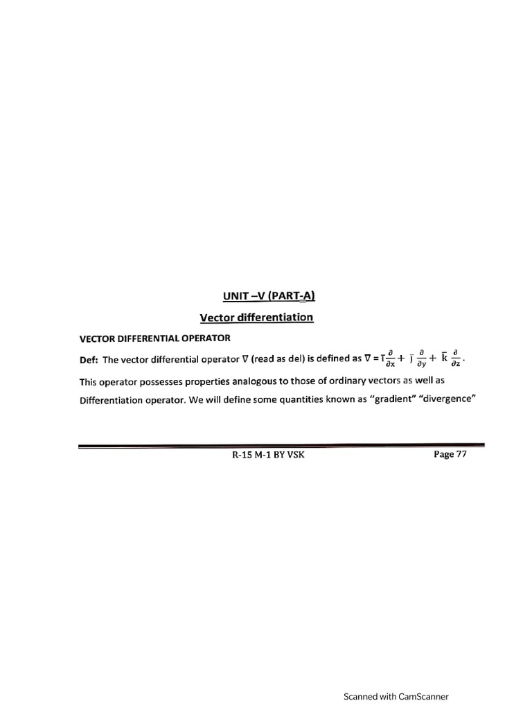 Vector Calculus Material | PDF