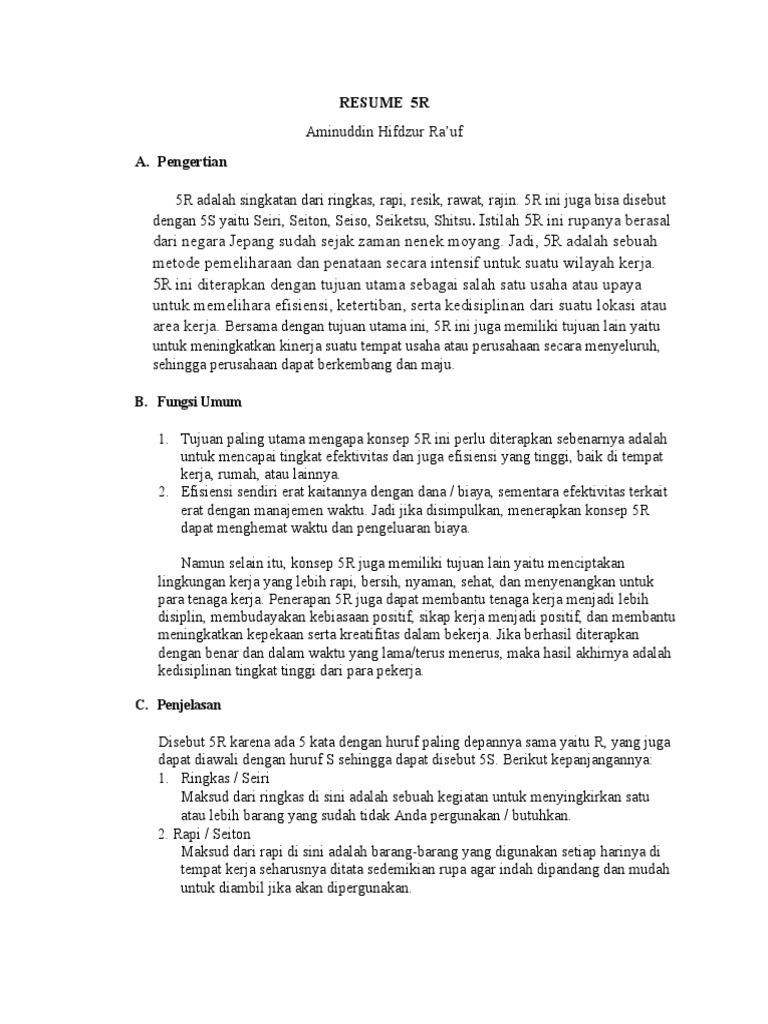 Tugas Resume 5R | PDF | Pengembangan Diri