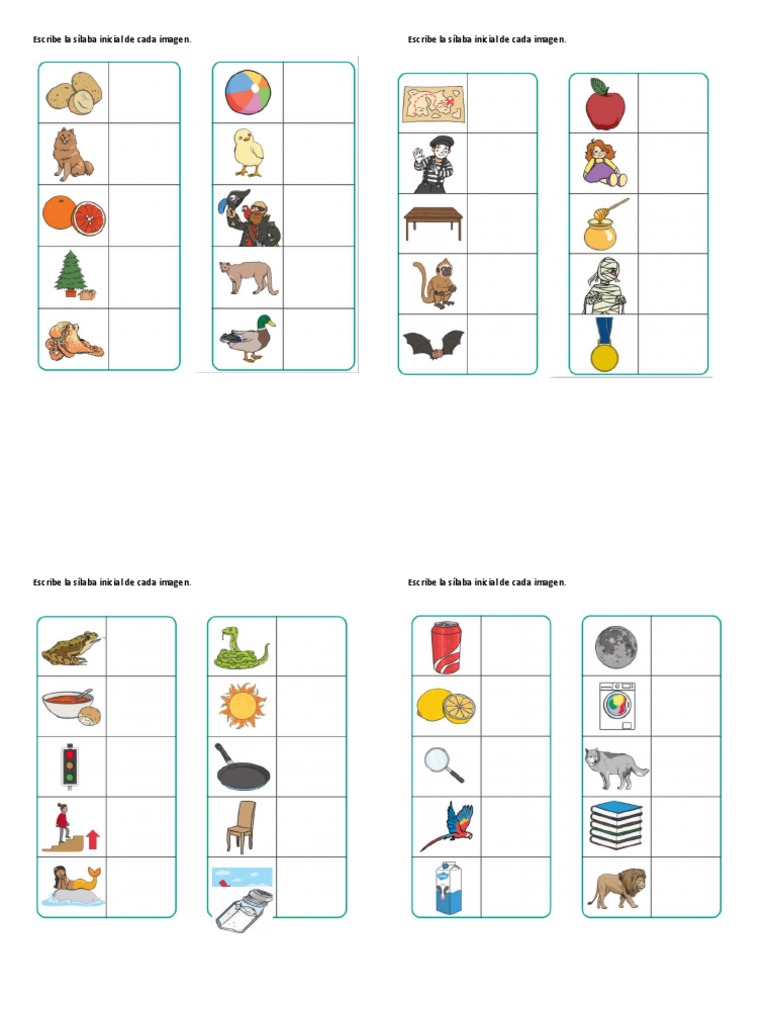 Actividades de sílabas iniciales M P S L | PDF