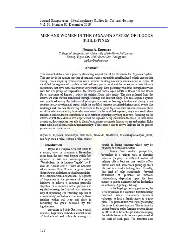 Men and Women in The Tagnawa System of Ilocos (Philippines) | PDF ...