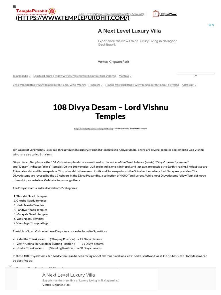 108 Divya Desam Temples Overview | PDF | Vishnu | Devi