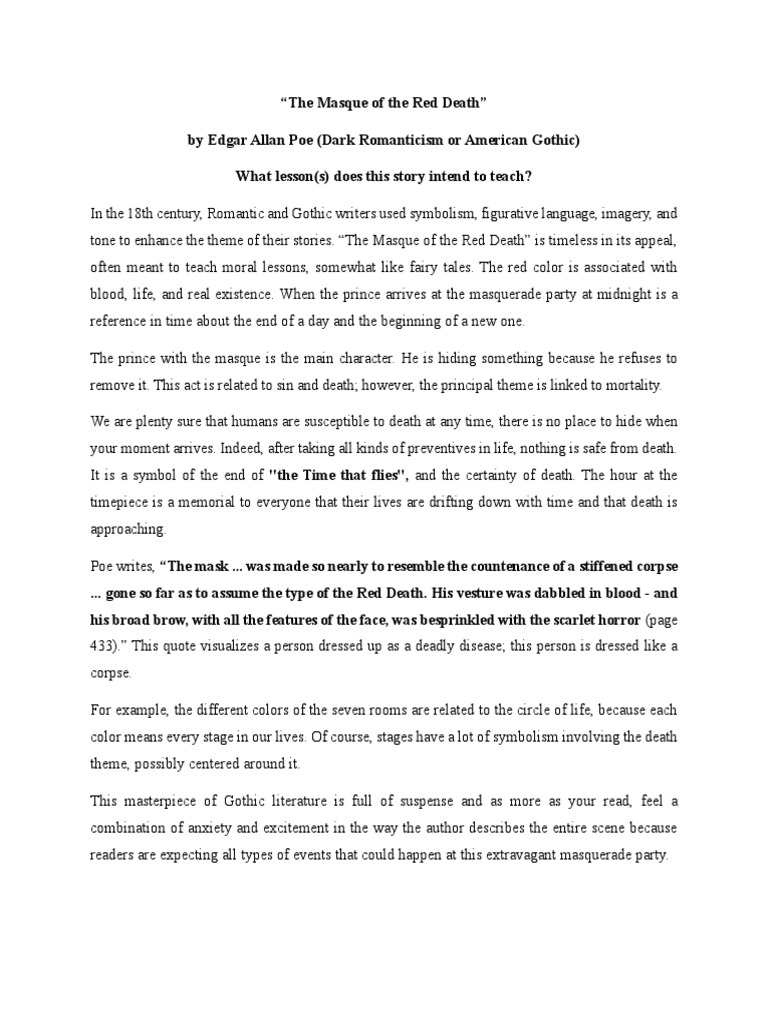 Activity One The Masque of The Red Death | PDF