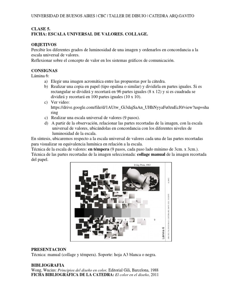 Ficha Clase 5 Lamina 6. Escala Universal de Valores. Collage. 2023 | PDF | Collage | Tecnicas ...