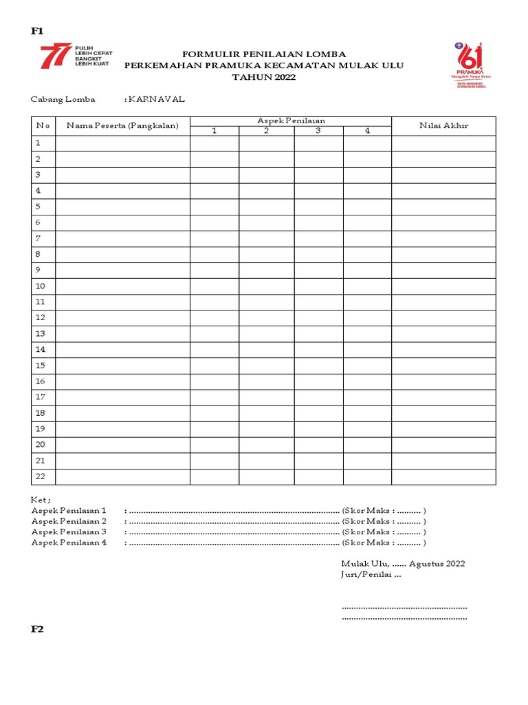Blanko Penilaian | PDF