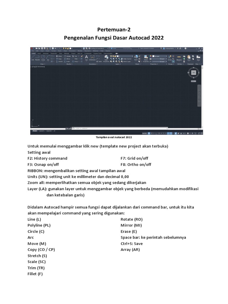 Pertemuan 2 - Pengenalan Fungsi Dasar Autocad 2022 | PDF