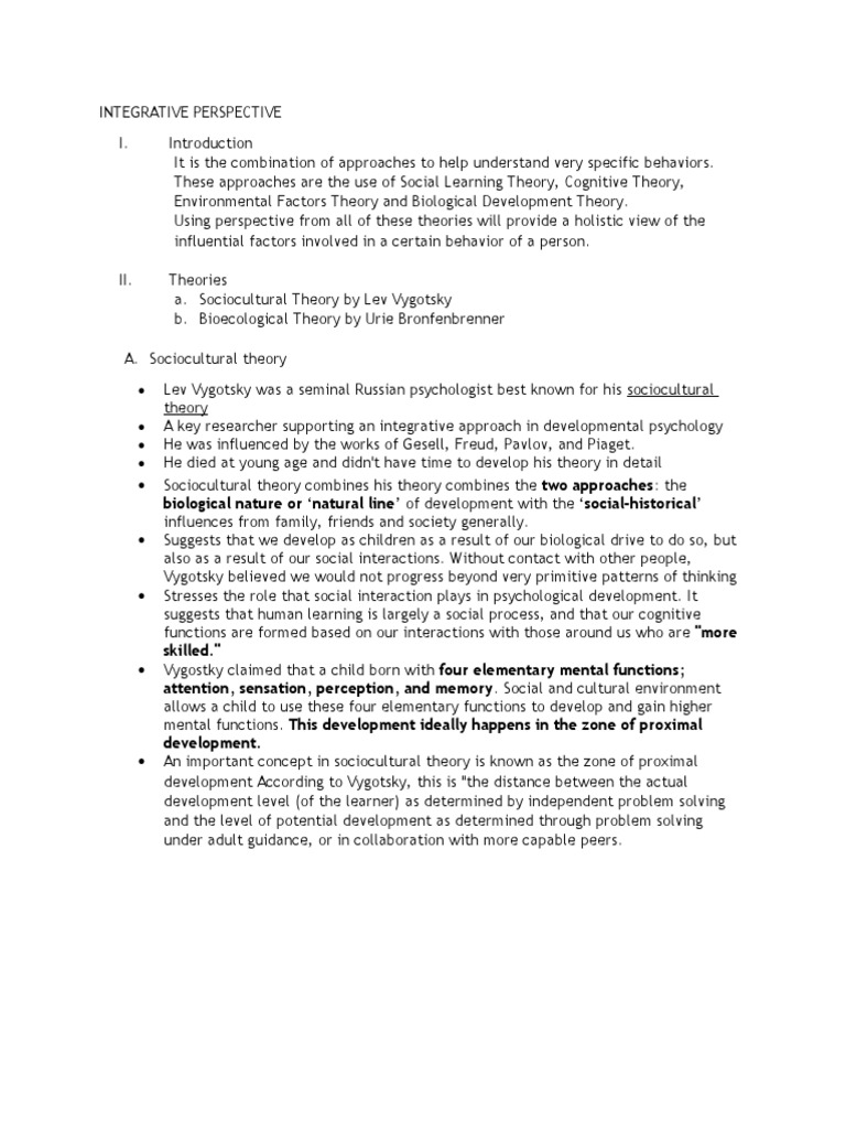 Integrative Perspective 2 | PDF | Developmental Psychology | Cognitive Science