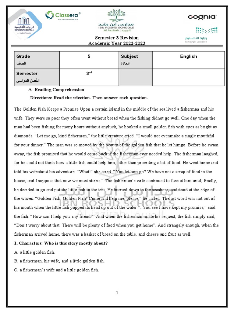 Gr5 English Revision Sheet Sem3 Final Exams | PDF | Adjective ...