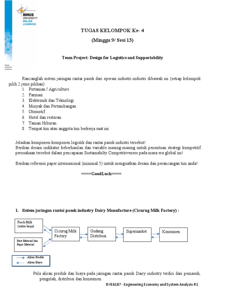 Tugas Kelompok Ke-4 (Minggu 9/ Sesi 13) : Team Project: Design For Logistics and Supportability ...