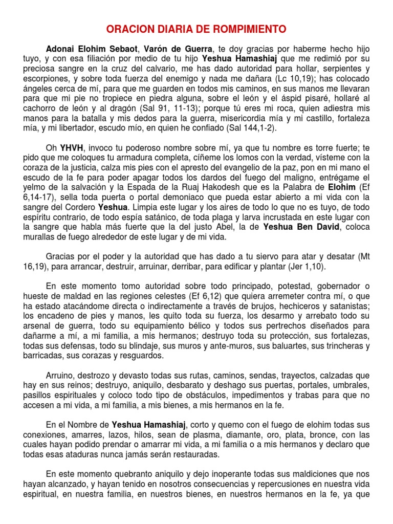 Oracion Diaria de Rompimiento | PDF