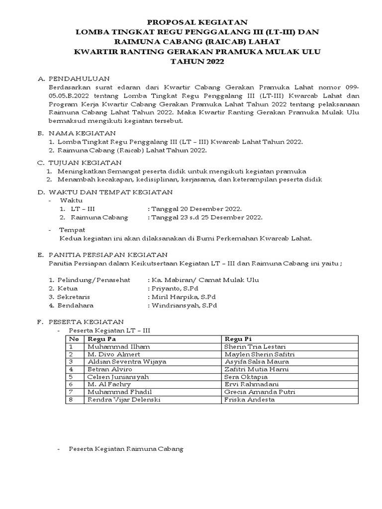 Proposal LT Iii + Raicab (SPJ) | PDF