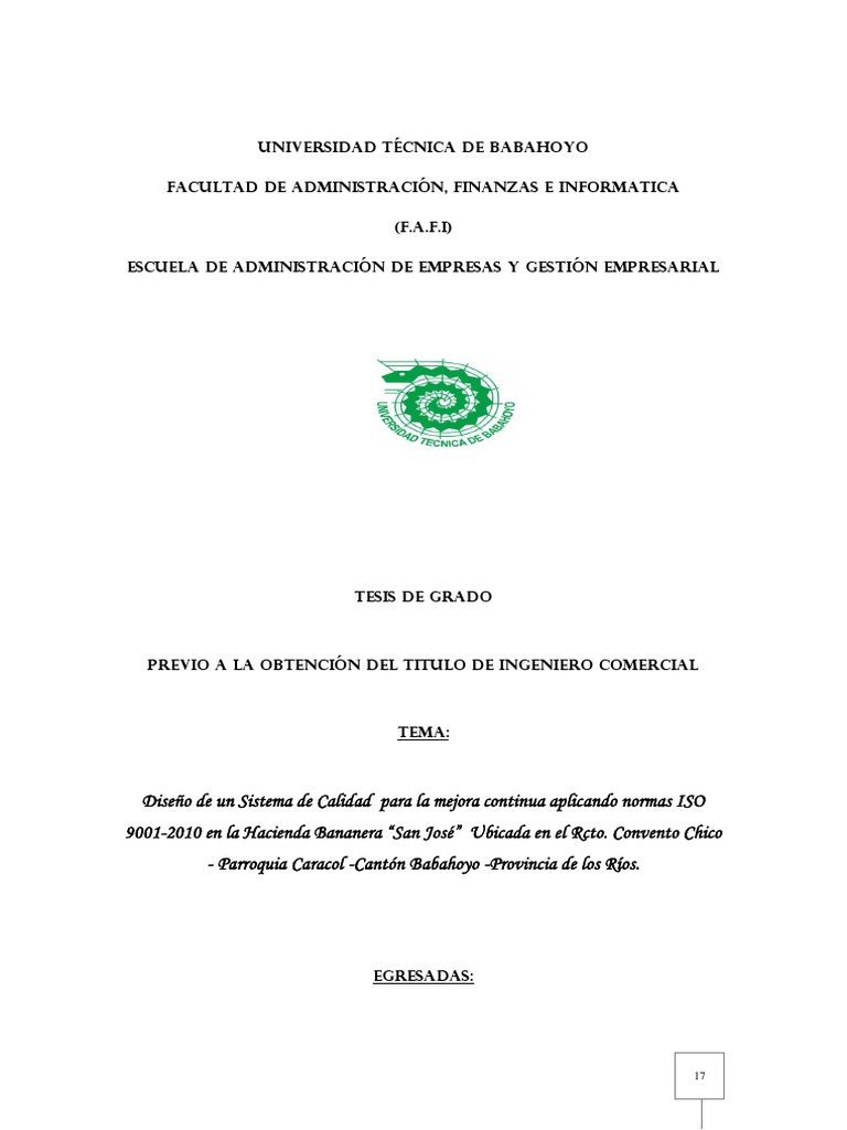 T Utb Fafi Ic 000120 | PDF | Calidad (comercial) | Sistema de manejo de ...