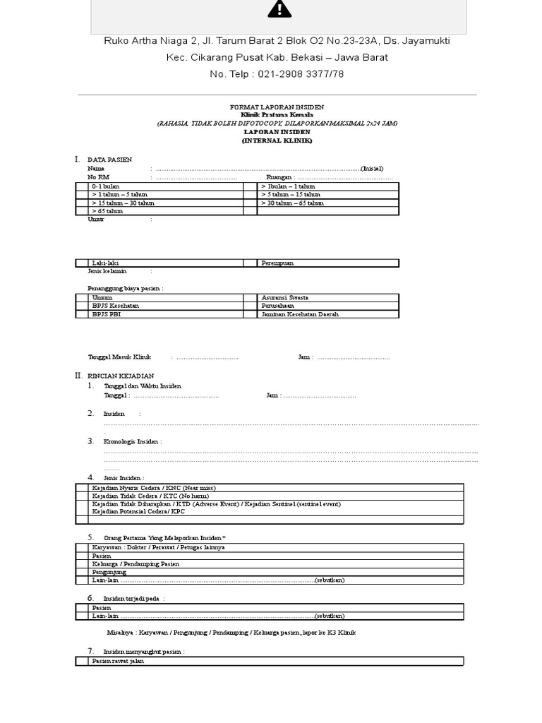 Ep 10 Format Laporan Insiden Keselamatan Pasien | PDF