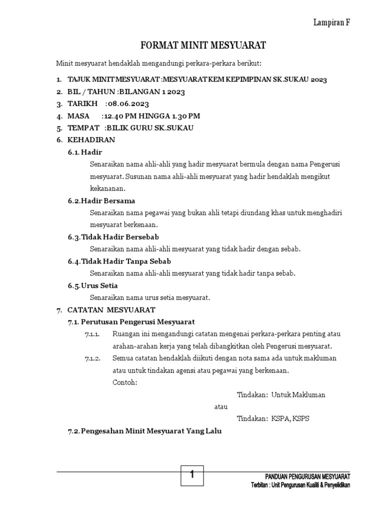 format minit mesyuarat | PDF