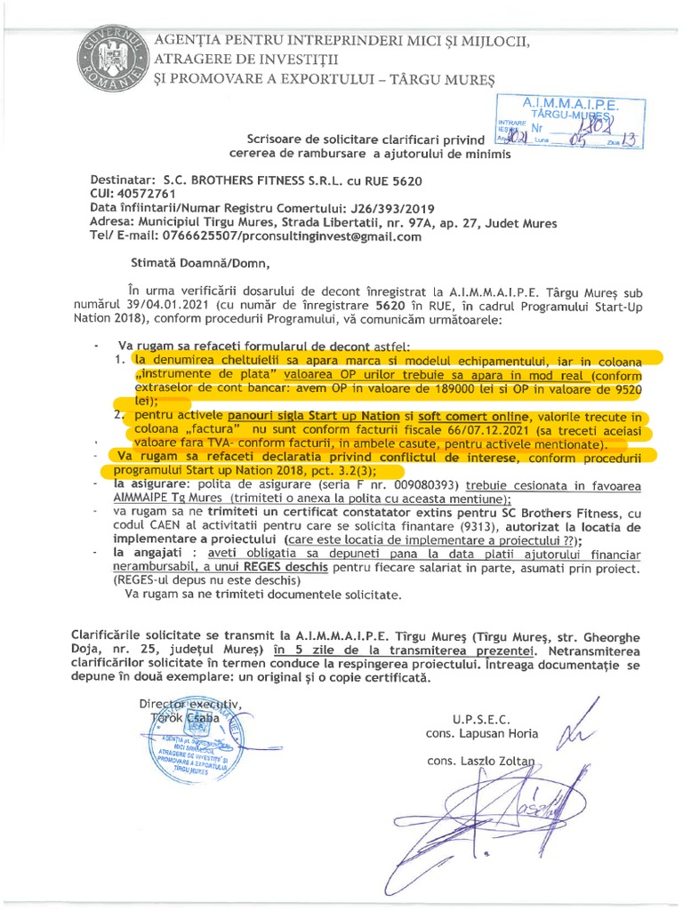 RUE 5620 Scrisoare solicitare clarificari | PDF