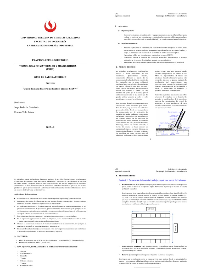 4 Guia Lab-5-Soldadura-2022-2 | Descargar gratis PDF | Soldadura | Construcción