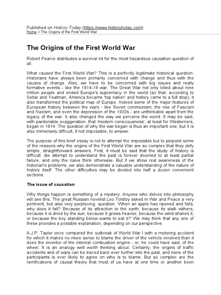 Origins of The First World War Article | PDF