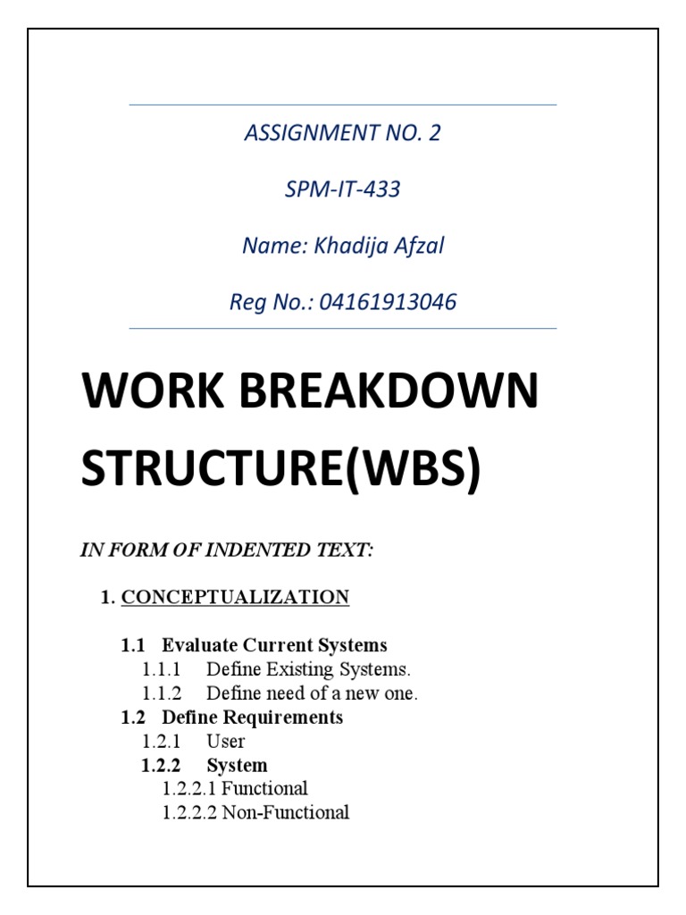 Work Breakdown Structure for IT Project | PDF | Art | Computers