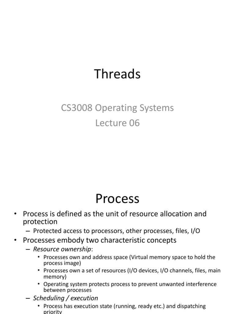 Lecture06 Threads | PDF | Thread (Computing) | Process (Computing)