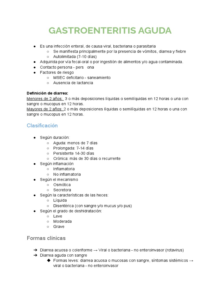 Clasificación y síntomas de gastroenteritis | PDF | Diarrea | Deshidración