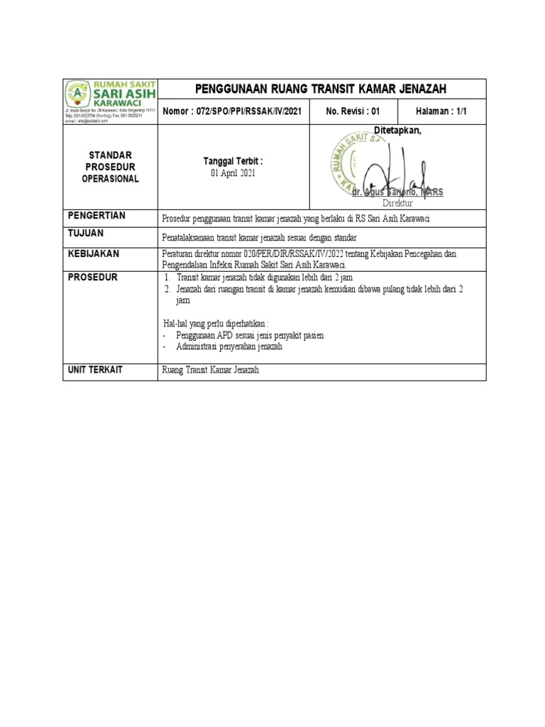 072 Penggunaan Ruang Transit Kamar Jenazah | PDF