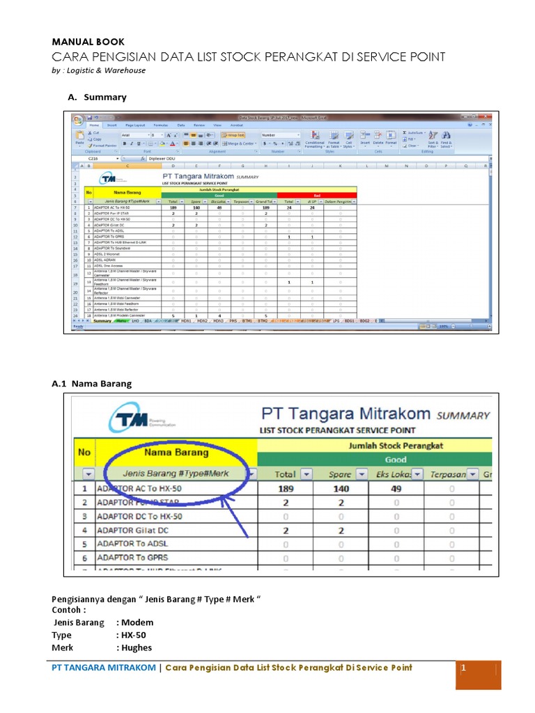 Manual Pengisian Checklist Stock Perangkat (Contoh) | PDF