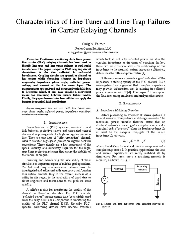 Chracteristics of Line Tuner and Line Trap Failures in Carrier Relaying ...