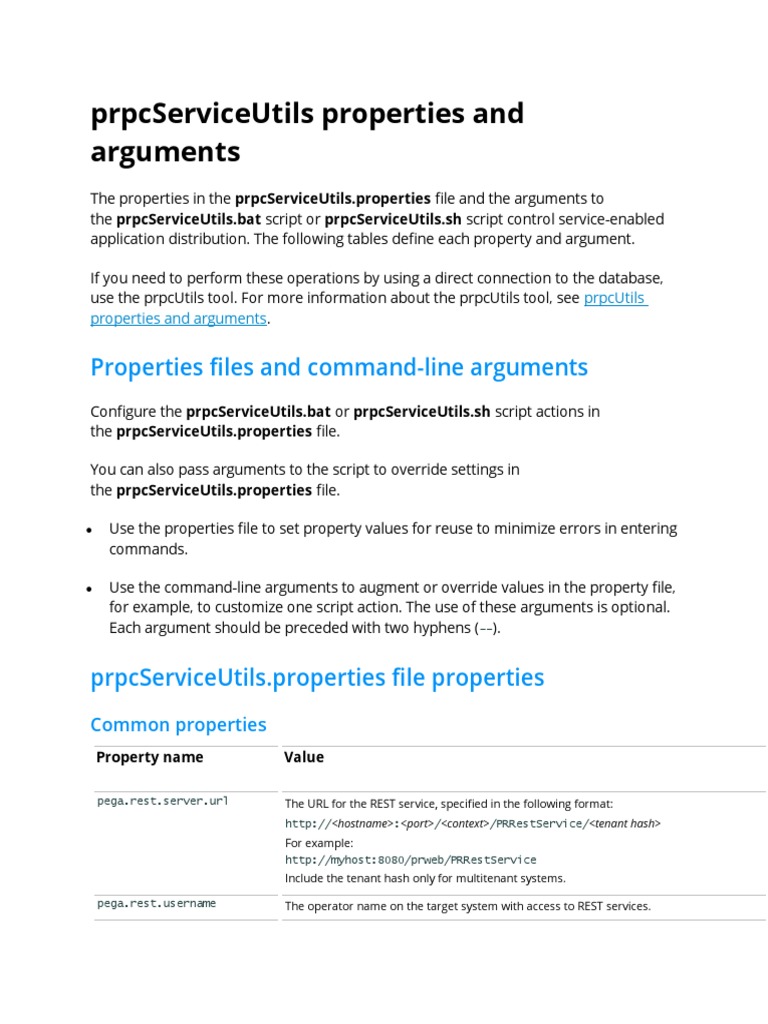 prpcServiceUtils Properties and Arguments | PDF | Json | Comma Separated Values