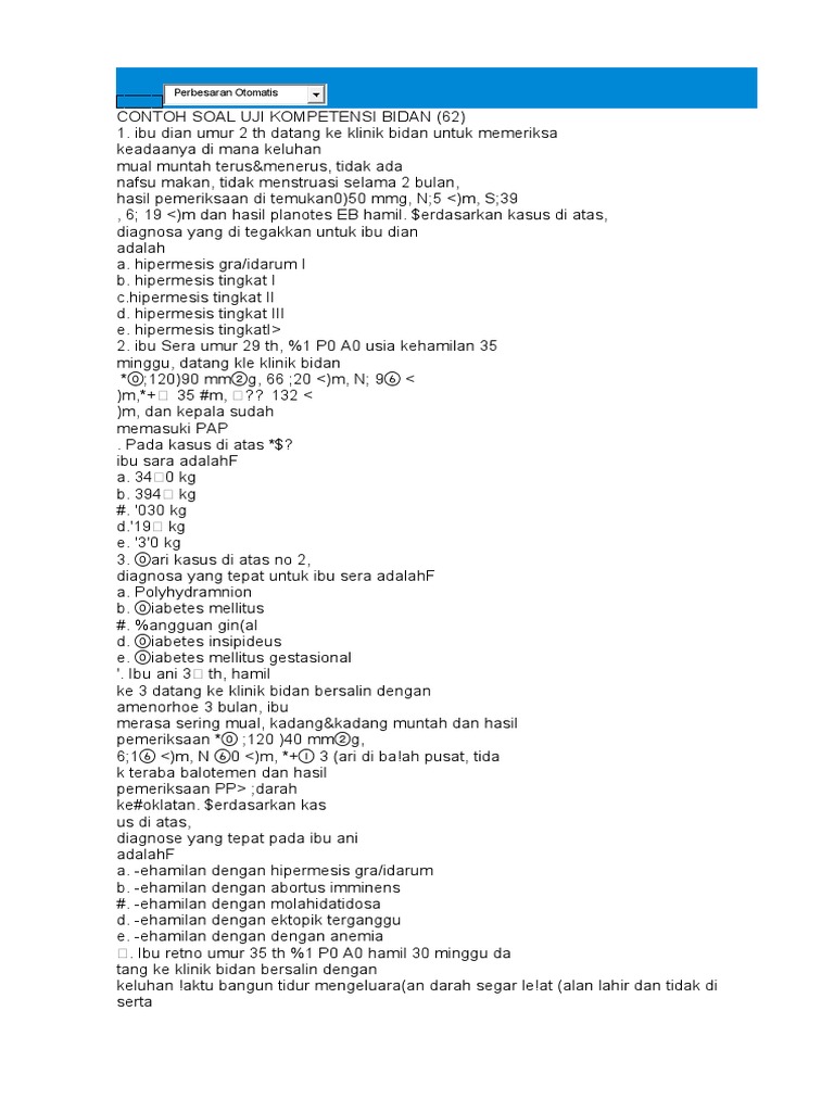 Contoh Soal Uji Kompetensi Bidan | PDF