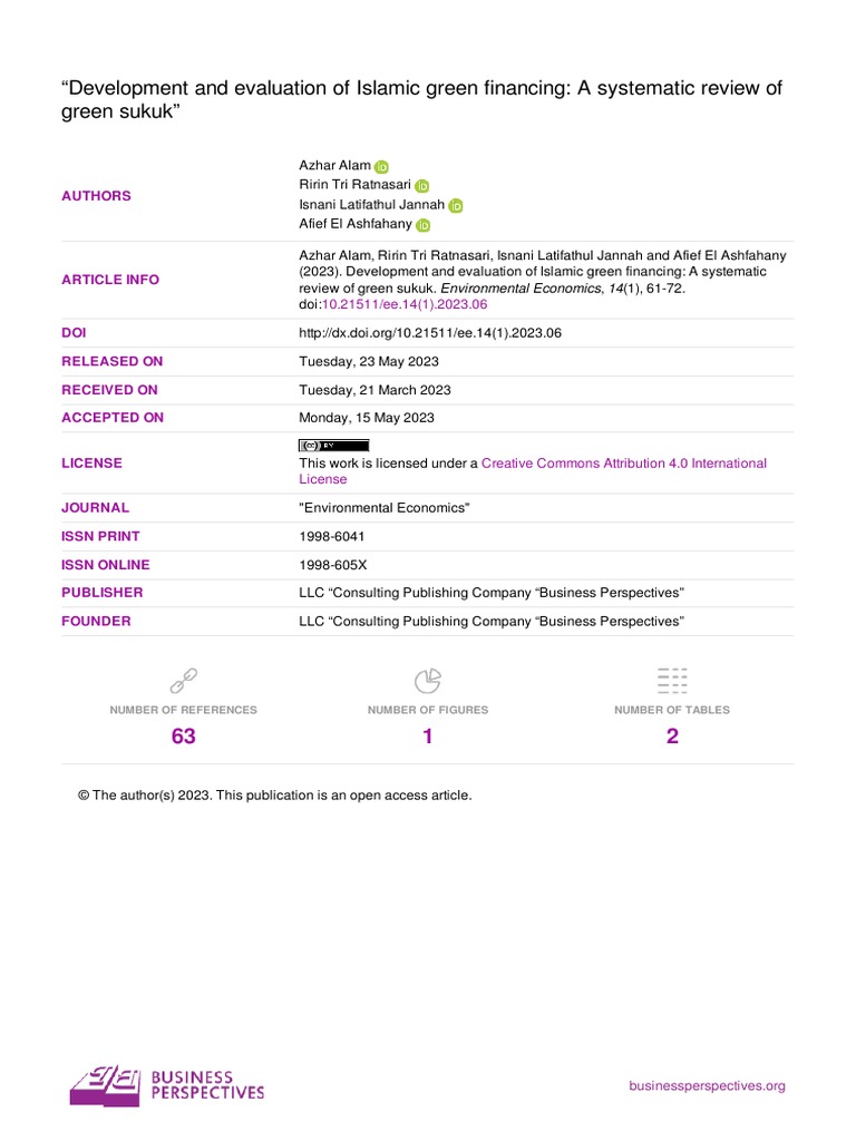Islamic Green Sukuk: Systematic Review | PDF | Islamic Banking And ...