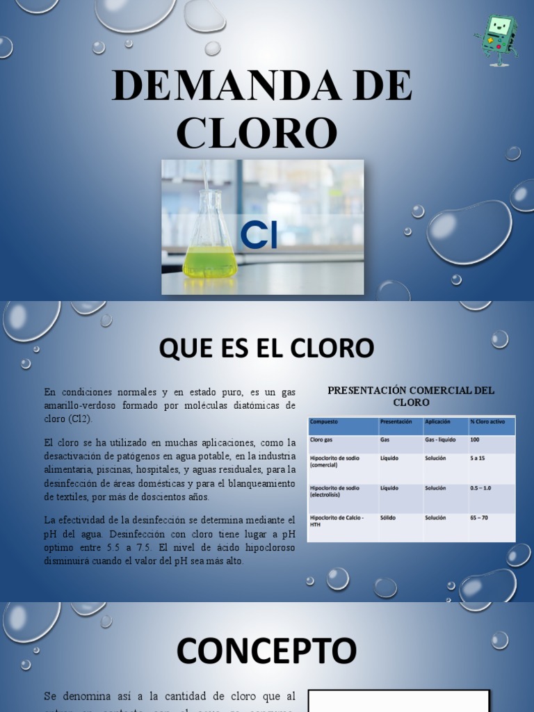 Demanda de Cloro | Descargar gratis PDF | Cloro | Agua