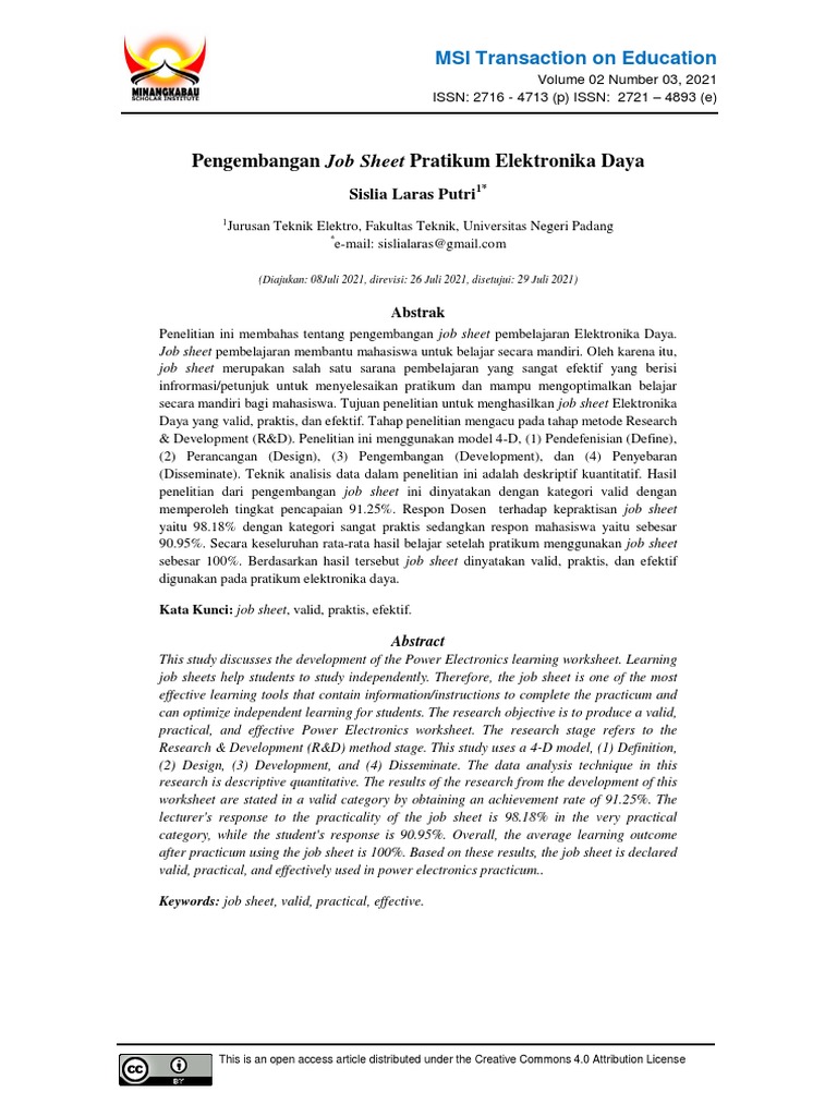 Pengembangan Job Sheet Elektronika Daya | PDF | Komputer