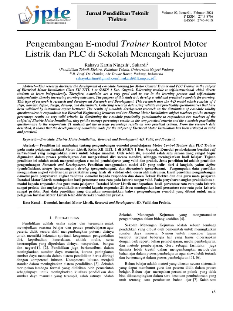 Pengembangan E-Modul Trainer Kontrol Motor Listrik Dan PLC Di Sekolah ...