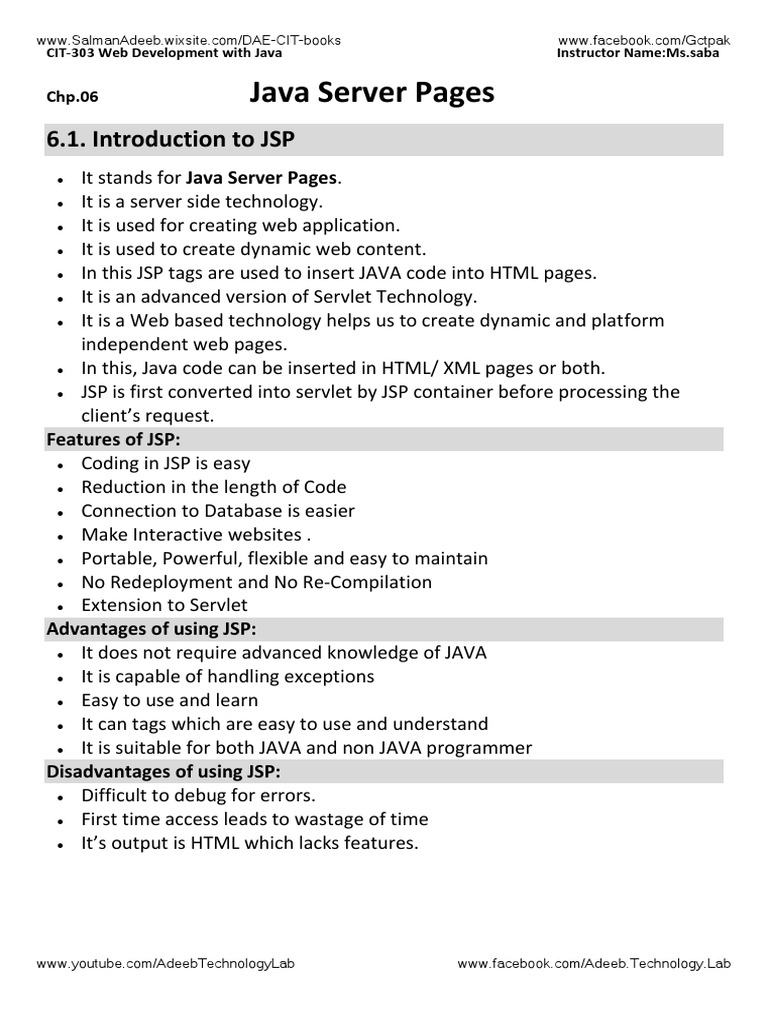 Java Server Pages: 6.1. Introduction To JSP | PDF