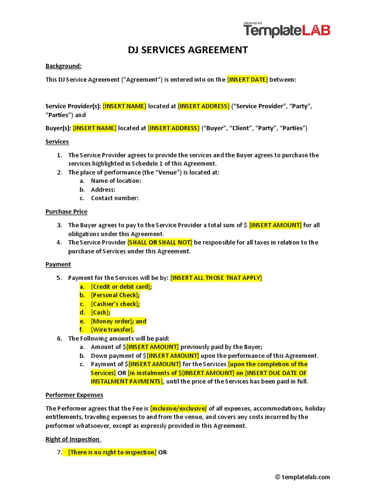 DJ Service Agreement | PDF