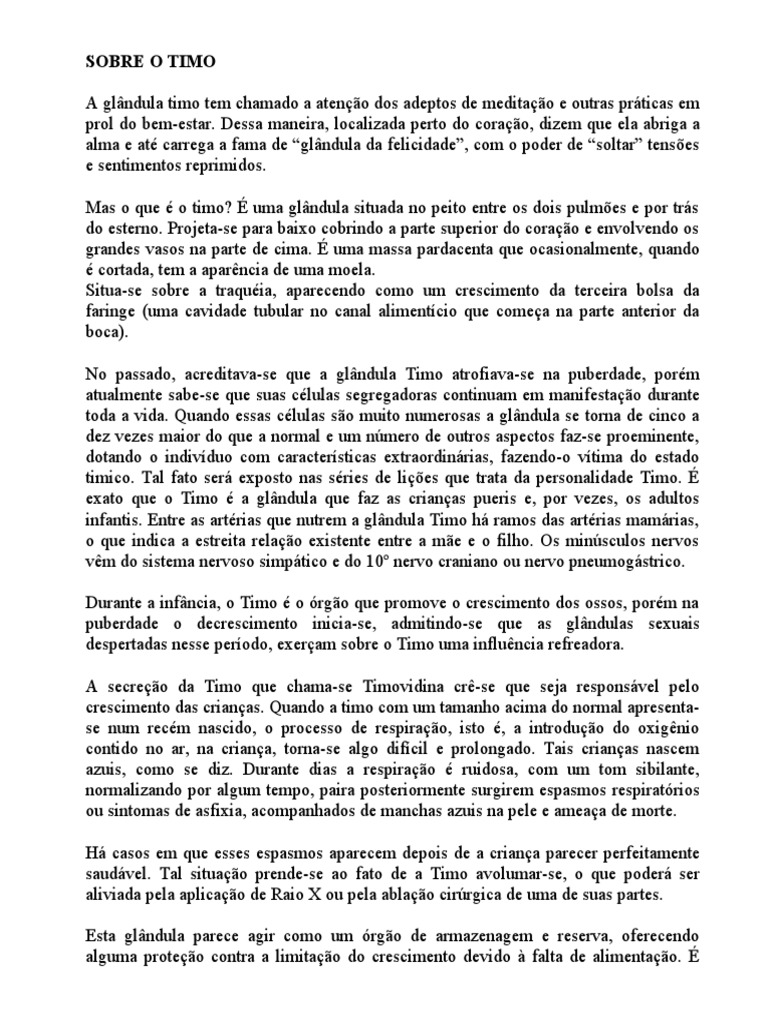 Sobre o Timo | PDF | Timo | Coração