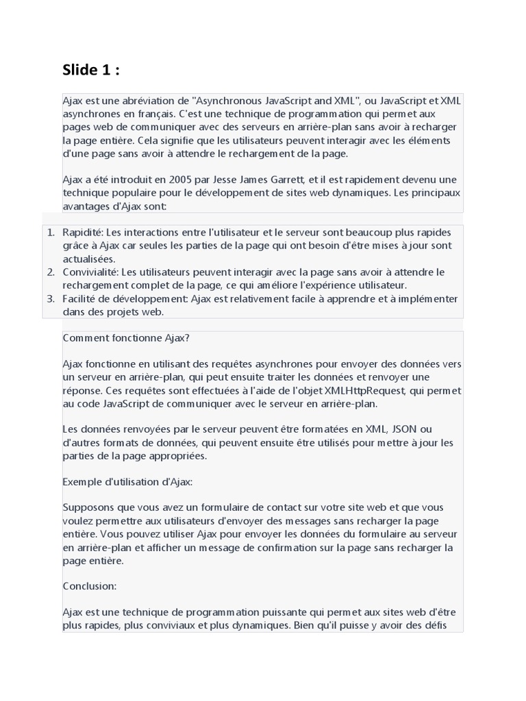 Presentation Ajax | PDF | Ajax (Programmation) | JavaScript