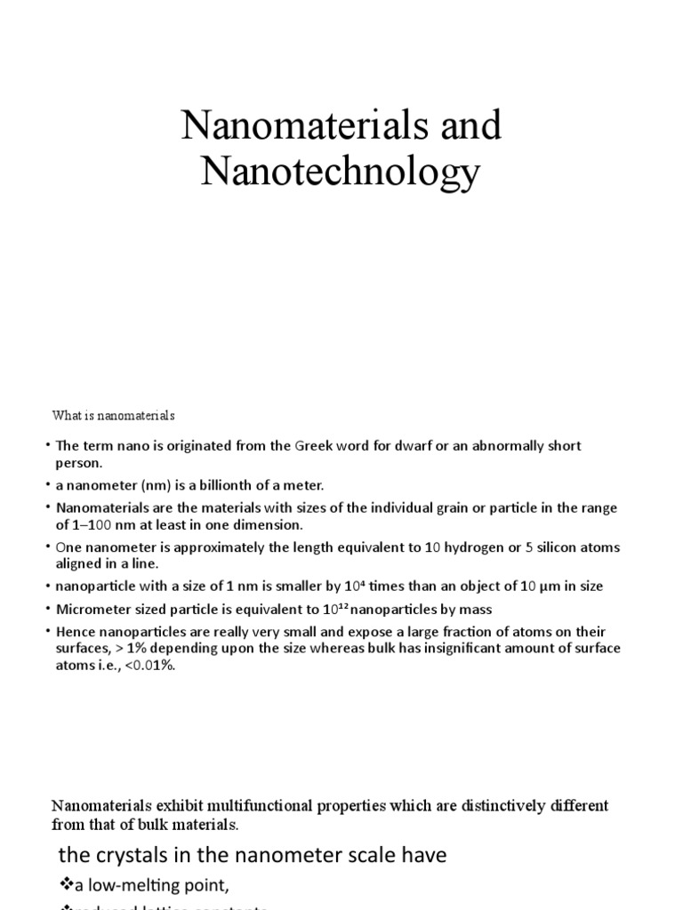 Introduction to nanomaterials | PDF | Carbon Nanotube | Photolithography